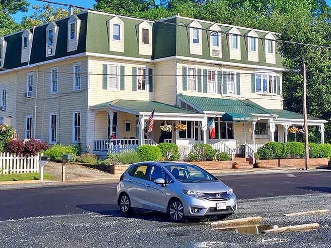 Oxford's waterfront inn, with its welcoming porch and classic Maryland architecture, looks like the kind of place where a long lunch turns into a very happy afternoon.