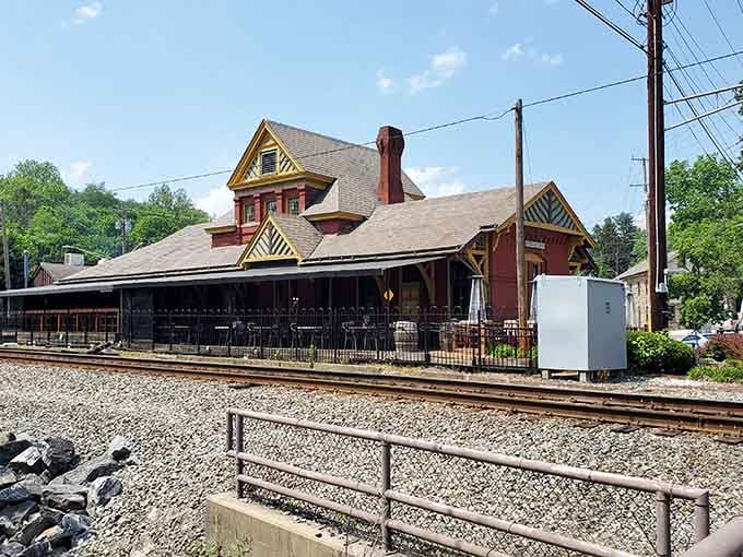 The historic train station building sits trackside, reminding visitors of Sykesville's important transportation past every single day.